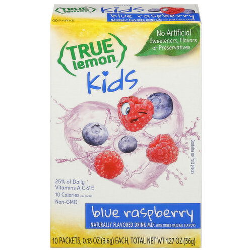 True Lemon Drink Mix, Blue Raspberry, Kids - 10 Each - Super 1 Foods